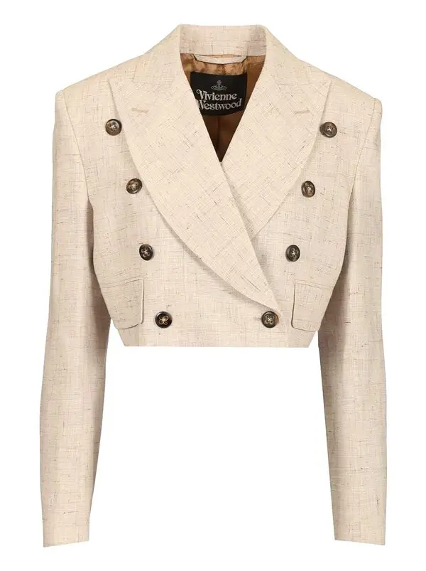 VIVIENNE WESTWOOD Double-breasted Cropped Blazer - Cream