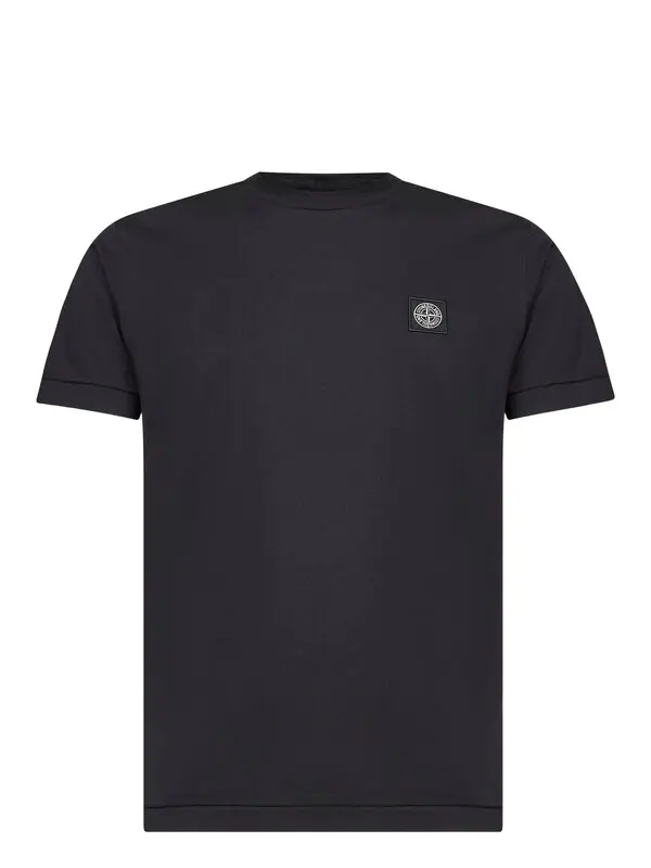 Stone Island Black Slim-fit Logo Patch T-shirt - Multicolor