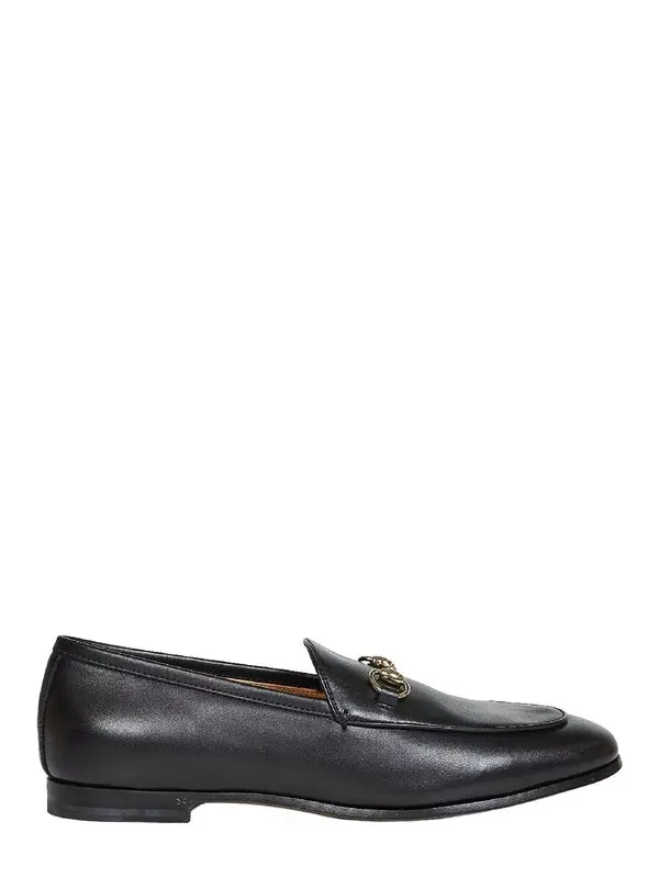 Gucci Black Leather Jordaan Loafers - Multicolor