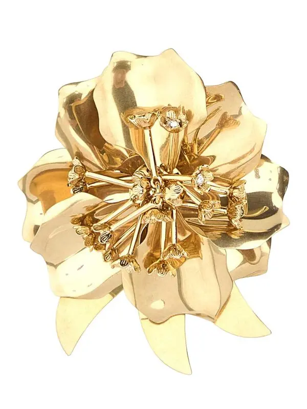 Miu Miu Tone Metal Flower Brooch - Gold