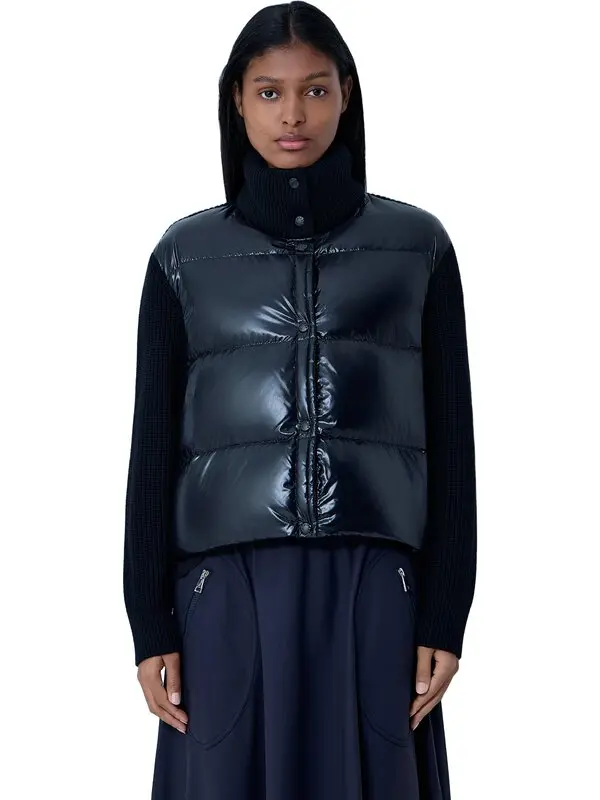 Moncler Wool-and-cashmere Blend Cardigan With High Collar And Zip Fastening - Black