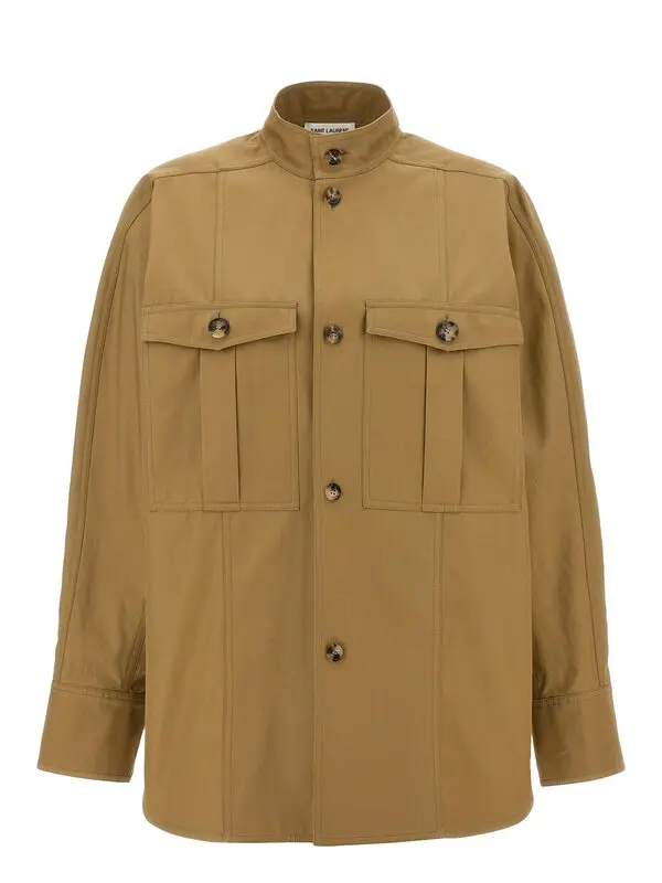 Saint Laurent Saharienne Cotton Twill Shirt - Cream