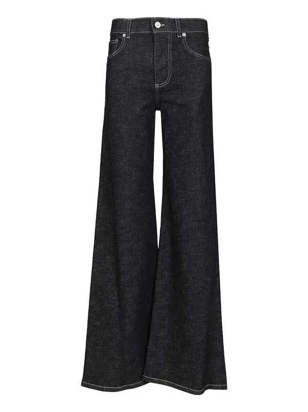 Marni Wide-leg Jeans With Embroidered Logo - Blue