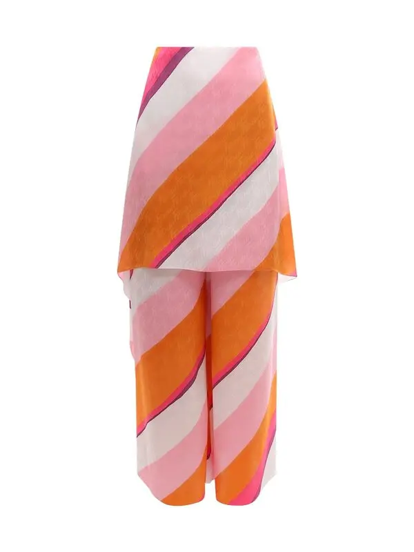 Fendi Color-blocked Draped Trousers With Logo Pattern - Pink