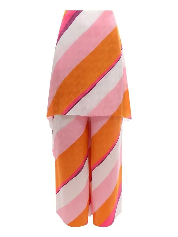Fendi Color-blocked Draped Trousers With Logo Pattern - Pink
