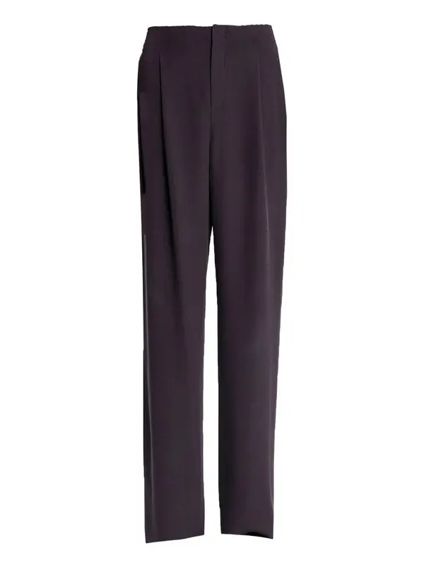 Saint Laurent Silk Straight Cut Mid Rise Pants - Brown