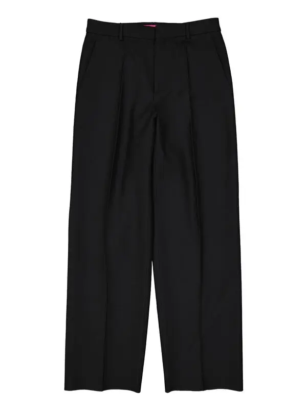 Valentino Garavani Wool And Silk Flared Trousers - Black