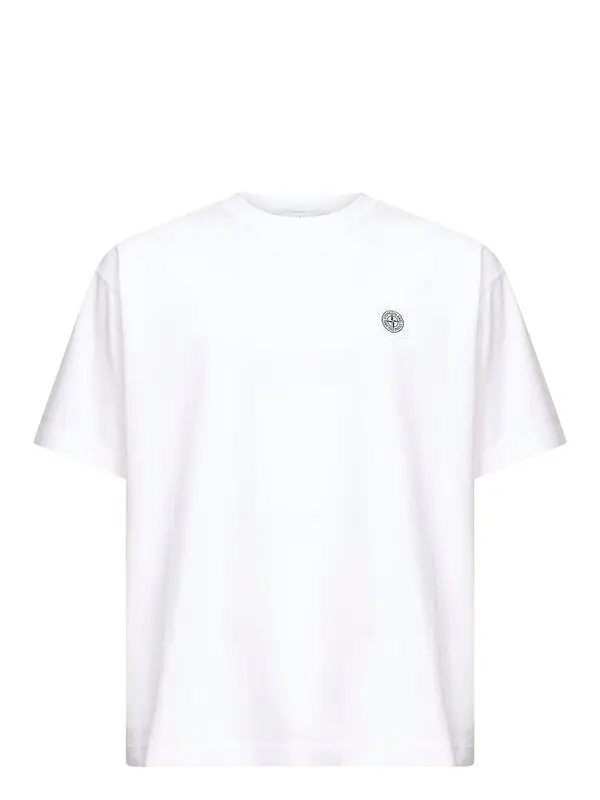 Stone Island White Jersey Logo Patch T-shirt - Multicolor