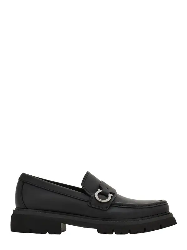FERRAGAMO Loafers With Raised Stitching And Chunky Rubber Sole - Black