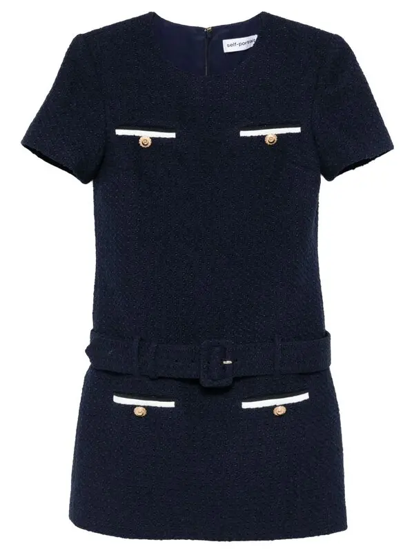 SELF-PORTRAIT Boucle Mini Dress - Multicolor