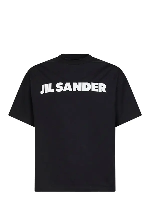 JIL SANDER Black Lightweight Cotton Jersey Logo T-shirt - Multicolor