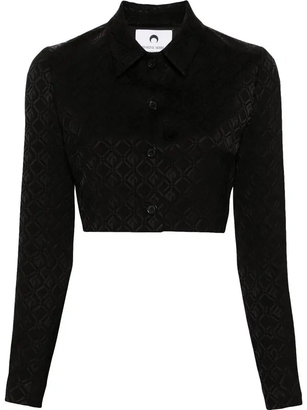 MARINE SERRE Moon Diamond Jacquard Cropped Jacket - Black