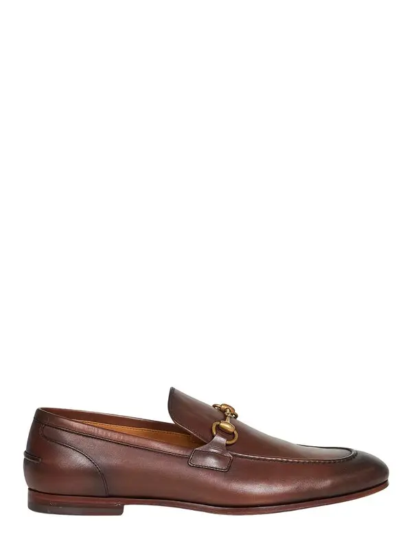 Gucci Dark Brown Leather Jordaan Loafers With Horsebit Detail - Multicolor