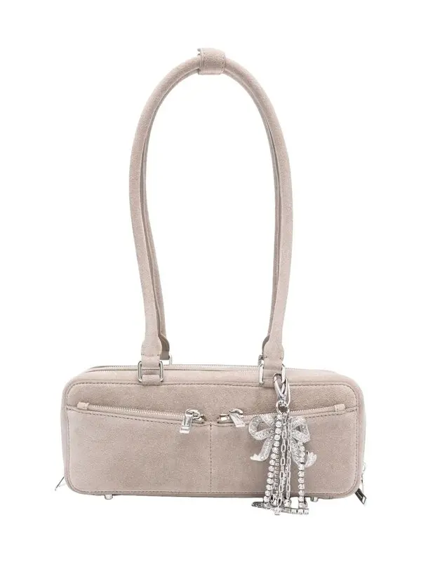 SELF-PORTRAIT Suede Shoulder Bag With Bow Detail - Multicolor