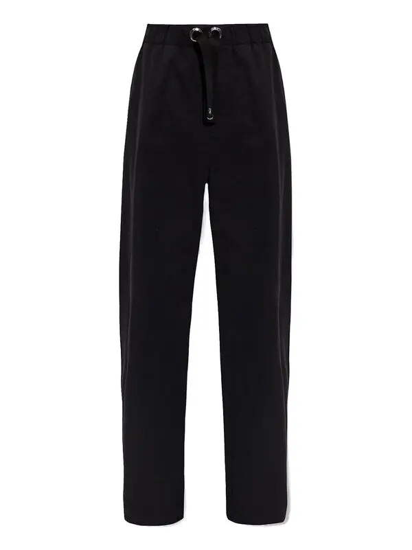 Versace Cotton Drawstring Waist Straight Leg Trousers - Black