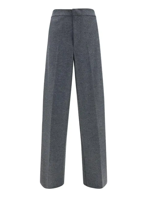 JIL SANDER Wool High Waist Tailored Pants - Gray