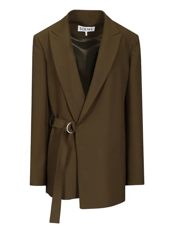 Loewe Tailored Belted Jacket With Notch Lapels - Green