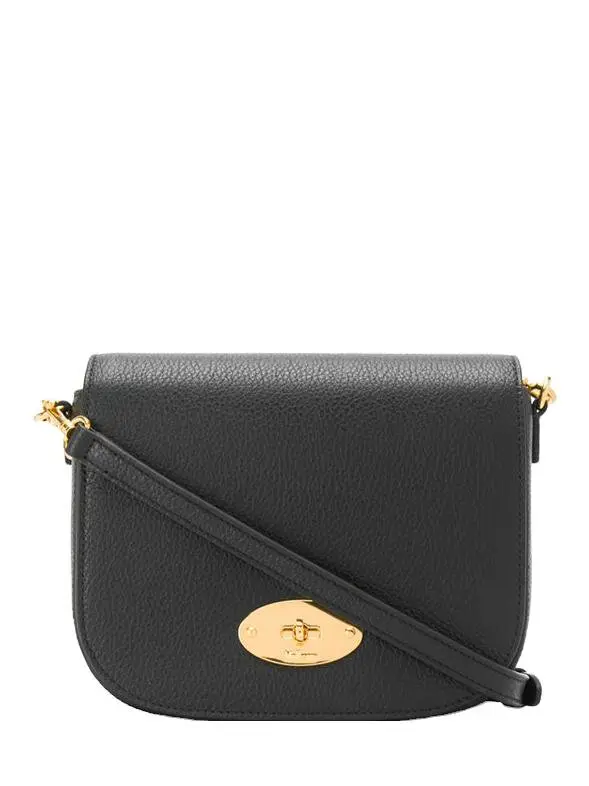 Mulberry Leather Satchel With Twist-lock Closure - Black