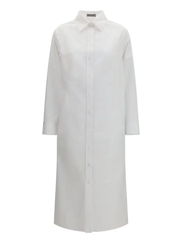Balenciaga Long Shirt Dress With Open Back - White