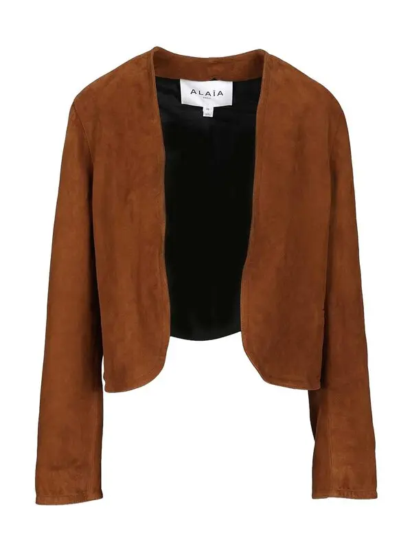 Alaïa Short Suede Blazer - Brown