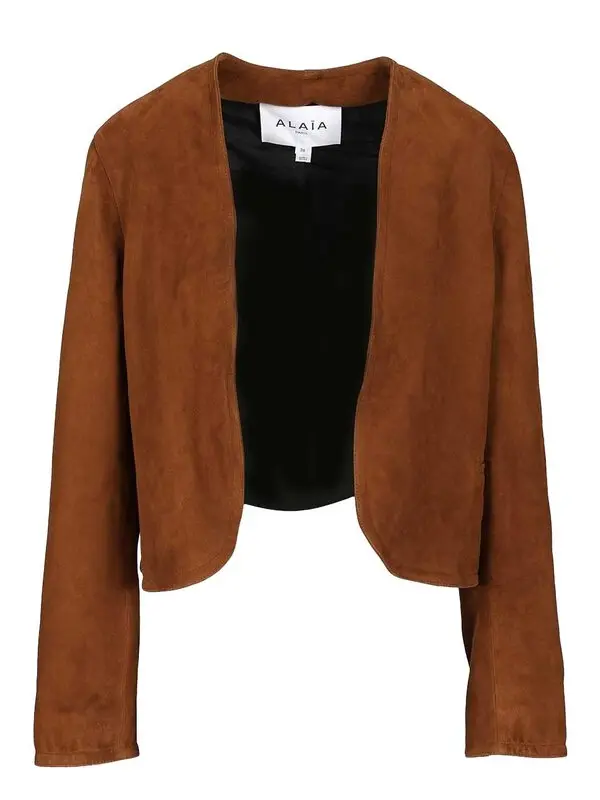 Alaïa Short Suede Blazer - Brown