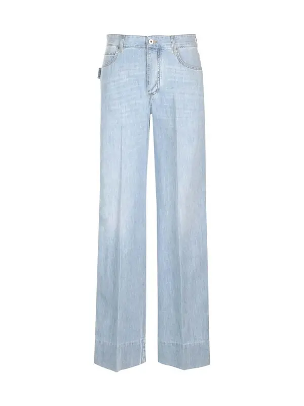 Bottega Veneta Light Bleach Denim Wide Leg Pants - Blue