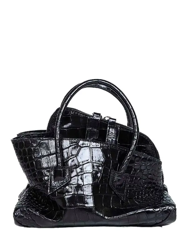 Attico Black Leather La Passeggiata Mini Top Handle Bag - Multicolor