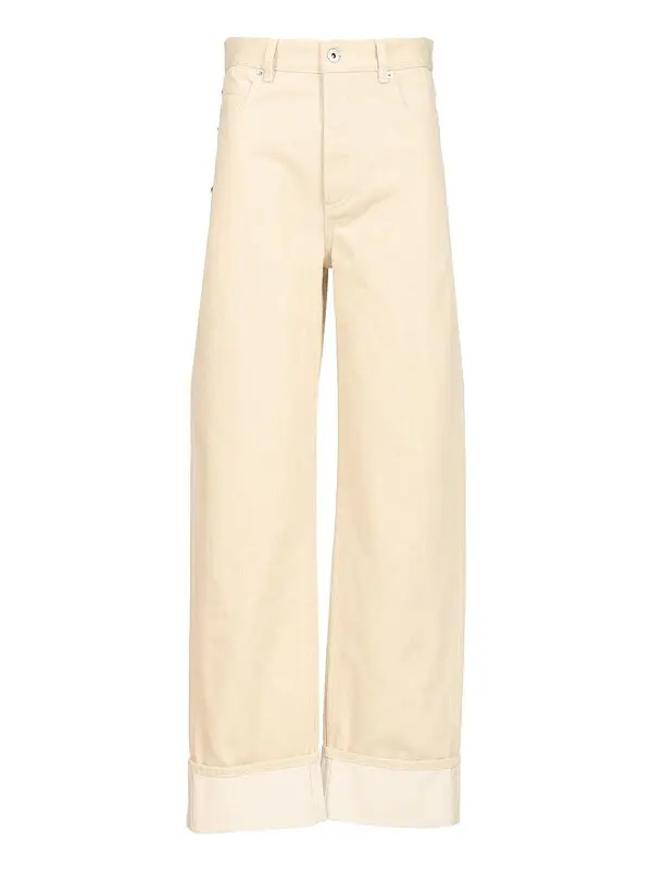 Bottega Veneta Wide Leg Contrast Cuff Jeans - White