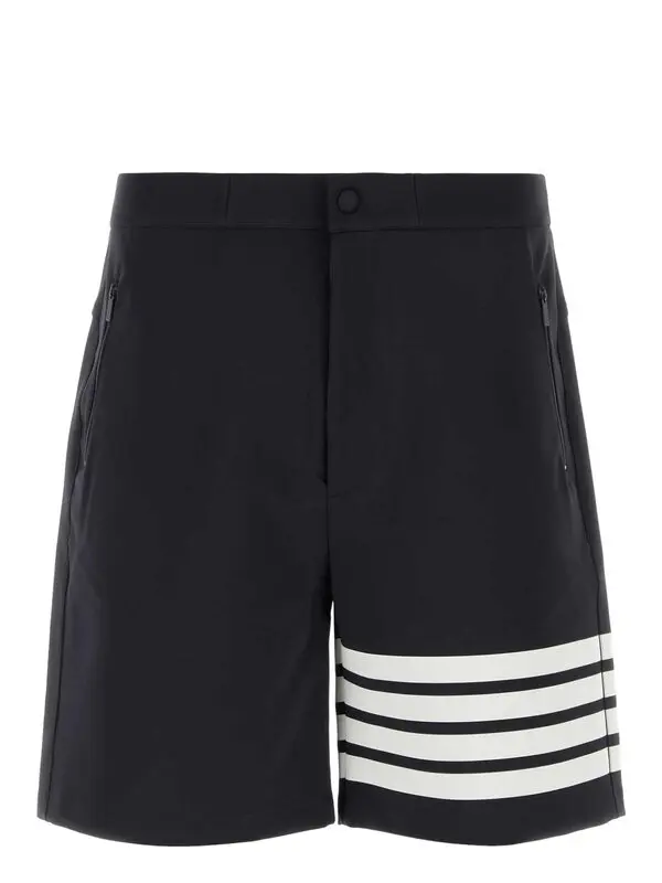 Thom Browne Navy Stretch Jersey Bermuda Shorts - Blue