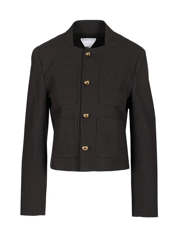 Bottega Veneta Lightweight Cotton Jacket With Knot Button Fastening - Gray