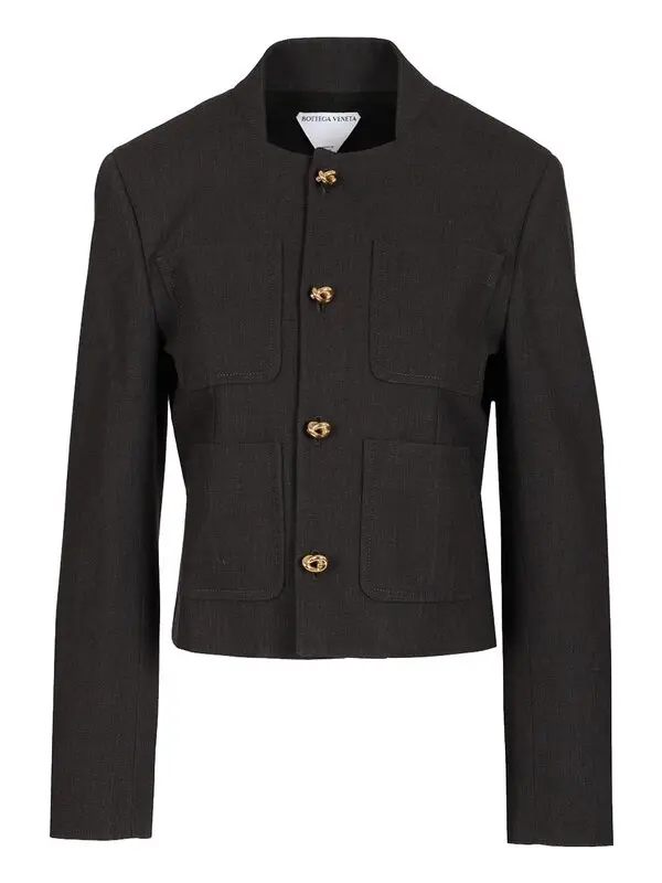 Bottega Veneta Lightweight Cotton Jacket With Knot Button Fastening - Gray