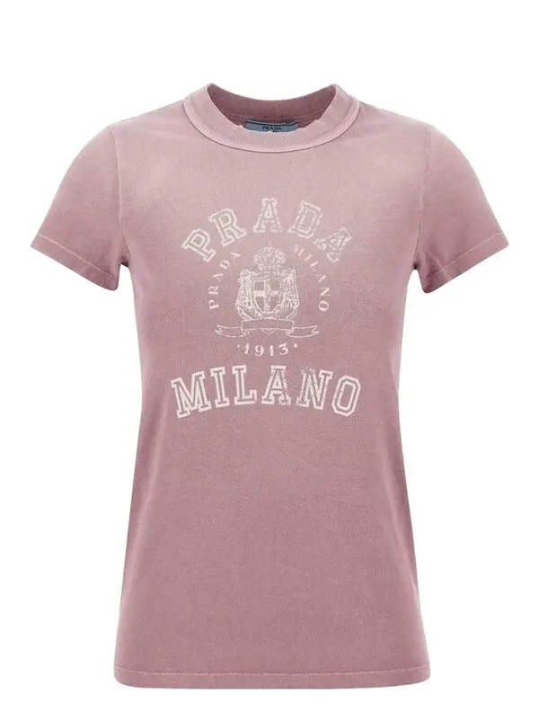 Prada Printed Logo T-shirt - Pink