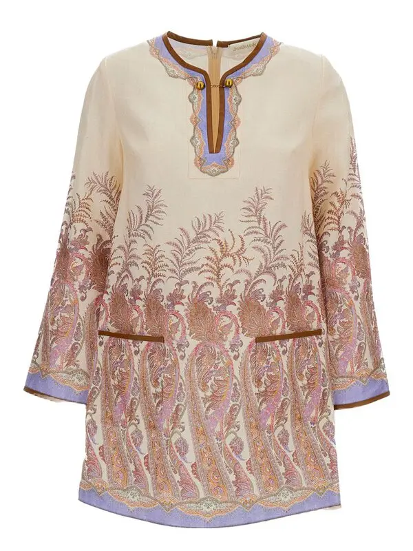 Zimmermann Alchemy Paisley Linen Tunic Dress - Multicolor
