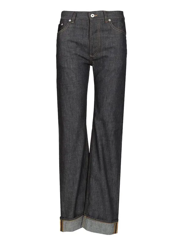 Bottega Veneta Straight Leg Jeans With Suede Pocket - Blue