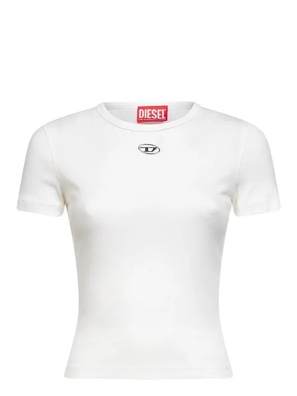 DIESEL® Ribbed Stretch Jersey T-shirt With Oval D Logo - Multicolor