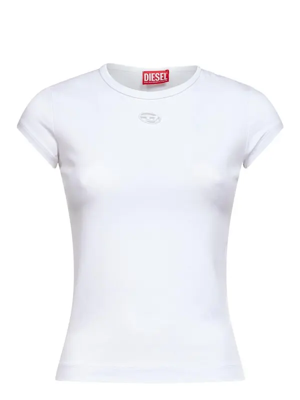 DIESEL® White Stretch Jersey Logo T-shirt - Multicolor