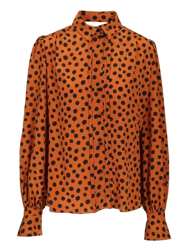 Valentino Garavani Polka Dot Print Silk Shirt - Brown