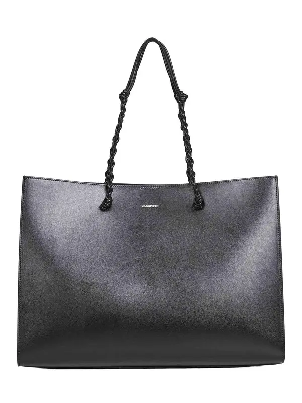 JIL SANDER Black Leather Tote Bag With Knotted Handle - Multicolor