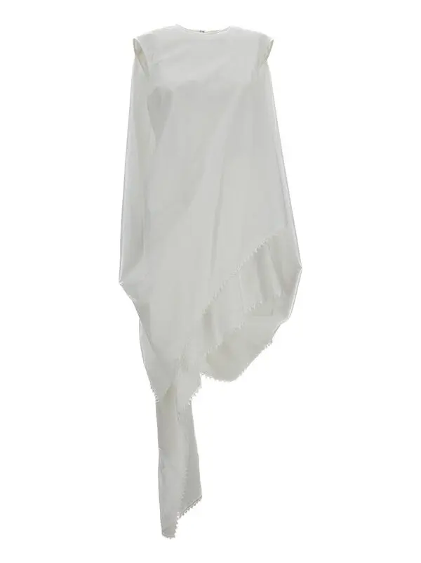 Jacquemus La Robe Traversin Courte" Maxi Dress In White Textured Sheer Cotton Poplin - Multicolor
