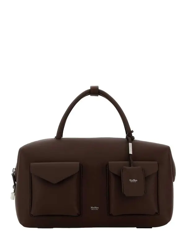 Max Mara Chocolate Leather Holdall Cargo Handbag - Brown