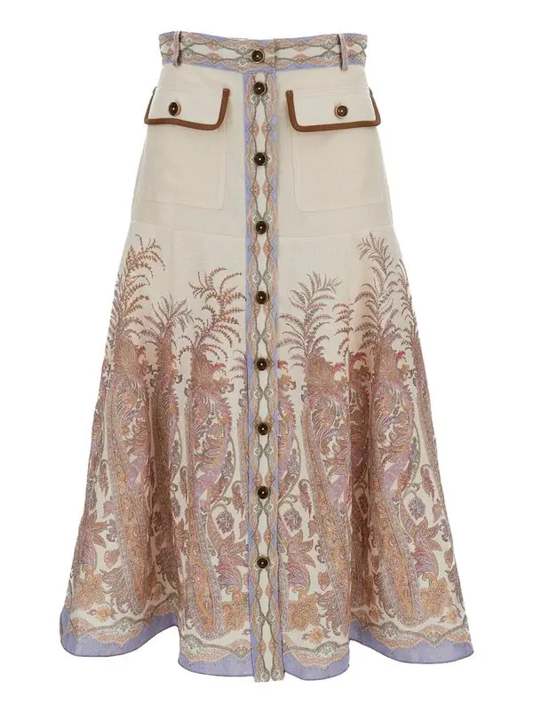 Zimmermann Alchemy A-line Midi Skirt - Multicolor