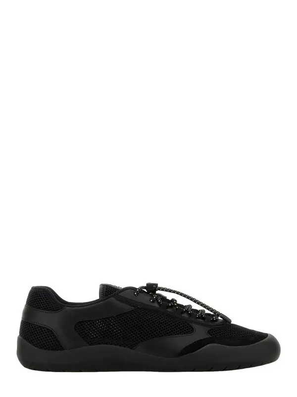 Prada Speedrock Leather And Mesh Sneakers - Black