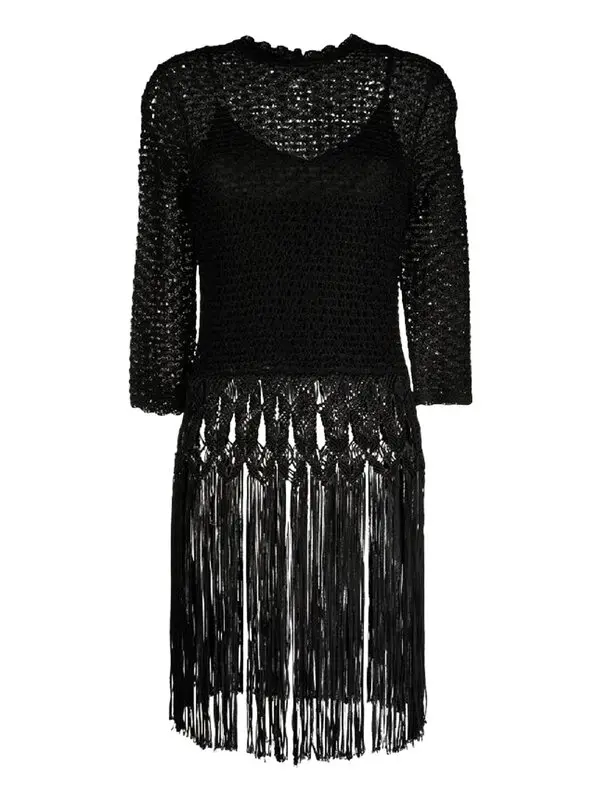 Zimmermann Knitted Sweater With Fringe - Black