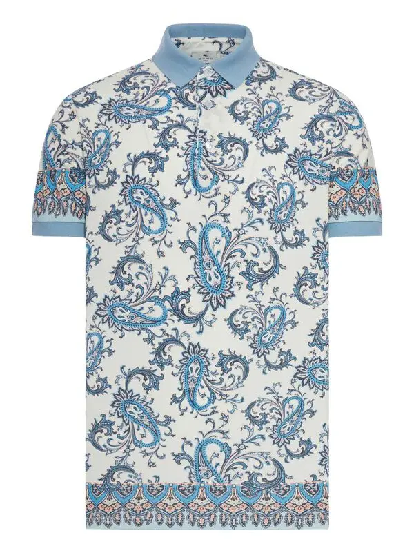 Etro Cotton Polo Shirt With Placed Print - Multicolor
