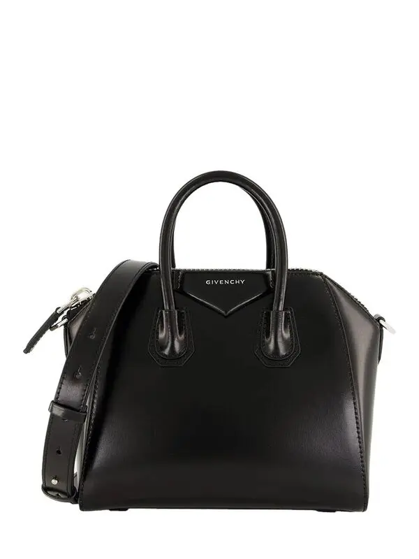 Givenchy Calfskin Tote Bag With Top Handle And Detachable Shoulder Strap - Black