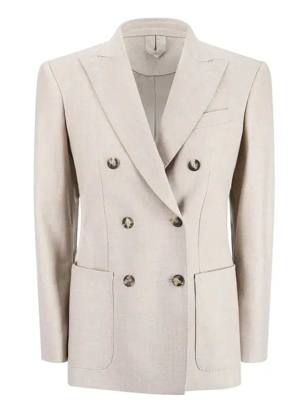 Max Mara Fred Jacket: Cashmere Blend Double-breasted Blazer - Cream