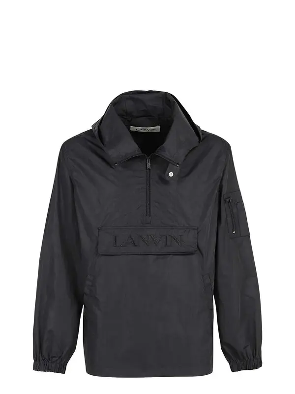 LANVIN Logo Hooded Windbreaker - Black