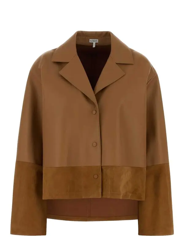 Loewe Leather And Suede Shirt - Brown