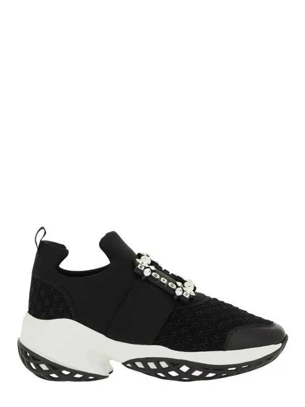 ROGER VIVIER Viv' Run Fabric Embellished Sneakers - Black
