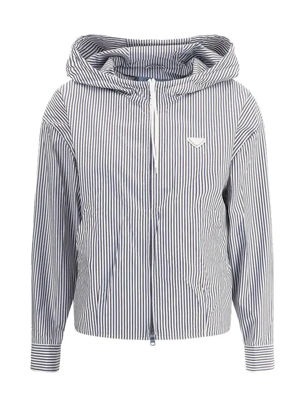 Prada Striped Hooded Jacket - Blue